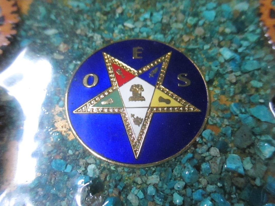 Vintage OES Eastern Star Jewelry Box: Walnut Decoration, Velvet ...