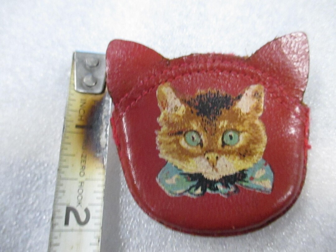 Vintage Red Leather CAT COIN PURSE With Ears Mid Century Collectible - Etsy