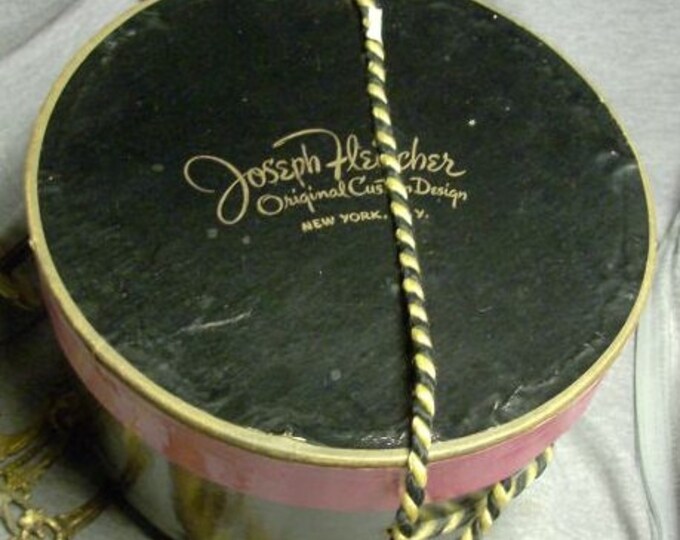 Vintage Round Ladies HAT BOX Black and Pink Hatbox Joseph Fleischer ...