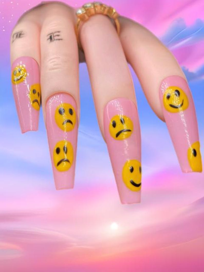 Smiley & Sad Face Nails - Etsy