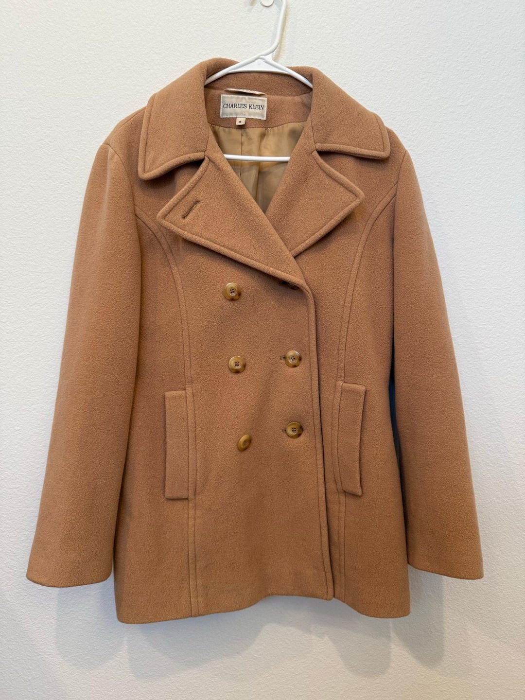 Vintage Charles Klein Wool Pea Coat Camel Tan 6 - Etsy