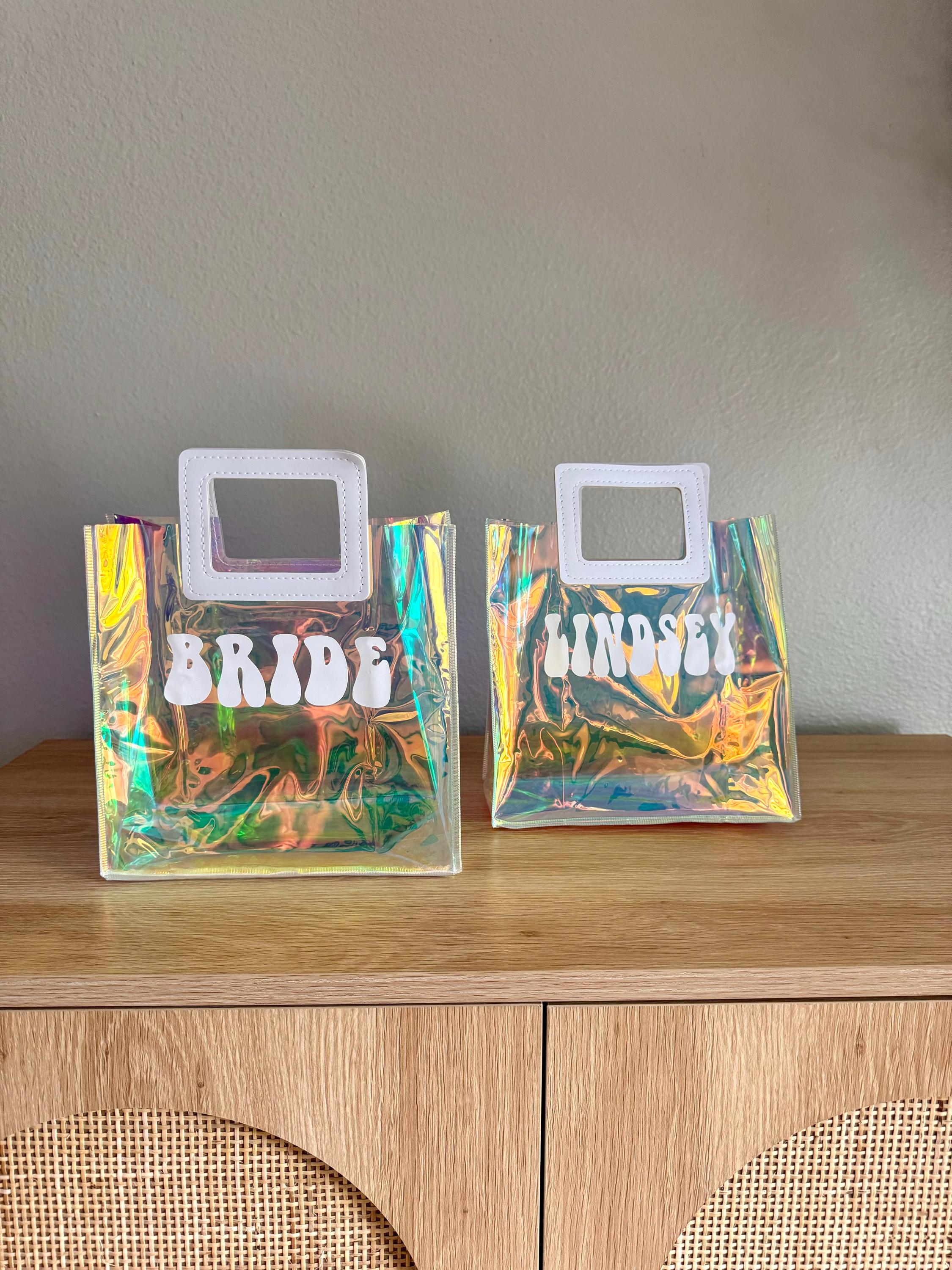 Bachelorette Gift Bag Personalized Custom Holographic Bridesmaid Bags ...