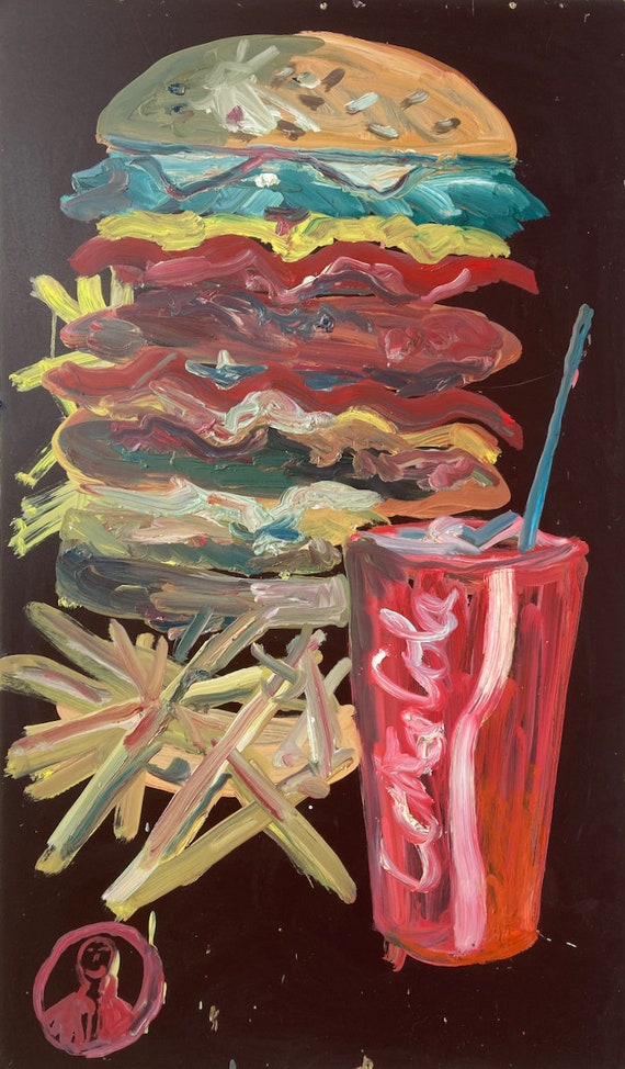 Fast Food Paintings Burger Fries and Coke Sign - Etsy