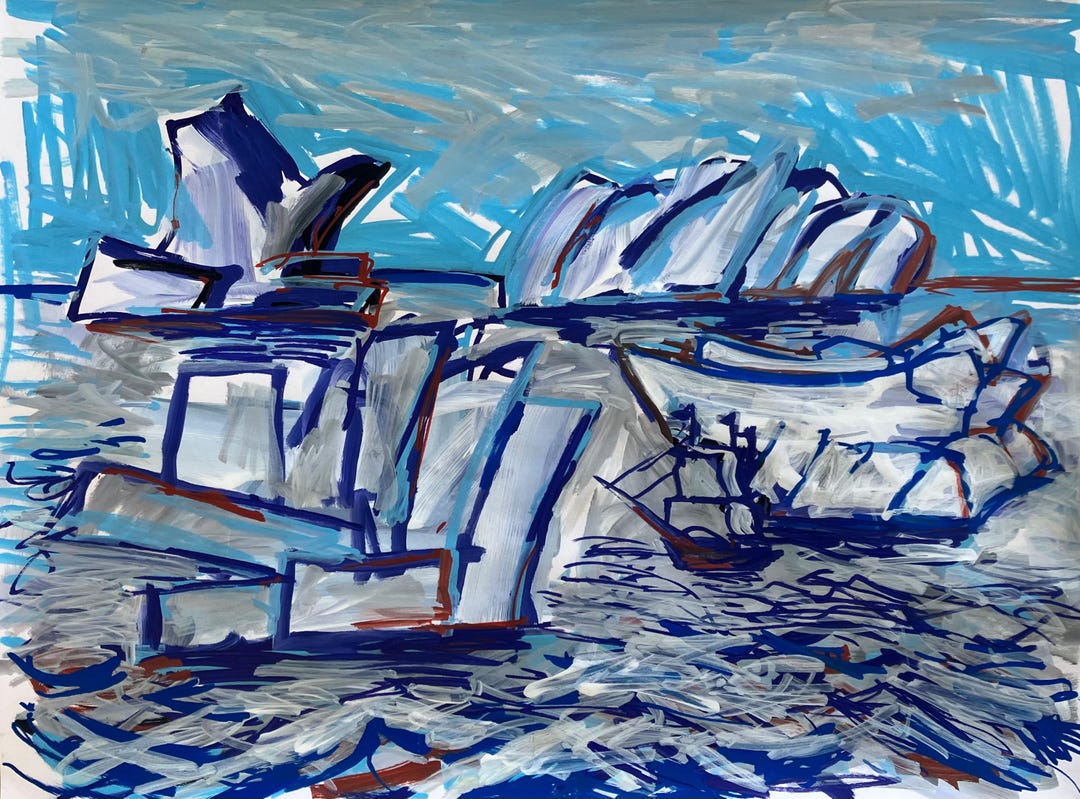 Frank Gehry Ice Bergs Acrylic Markers on Paper 18 X 24 - Etsy