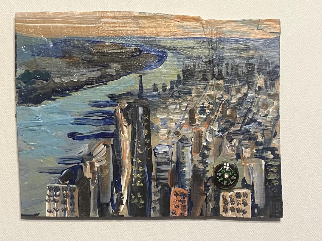 New York Compass Cardboard Painting - Etsy