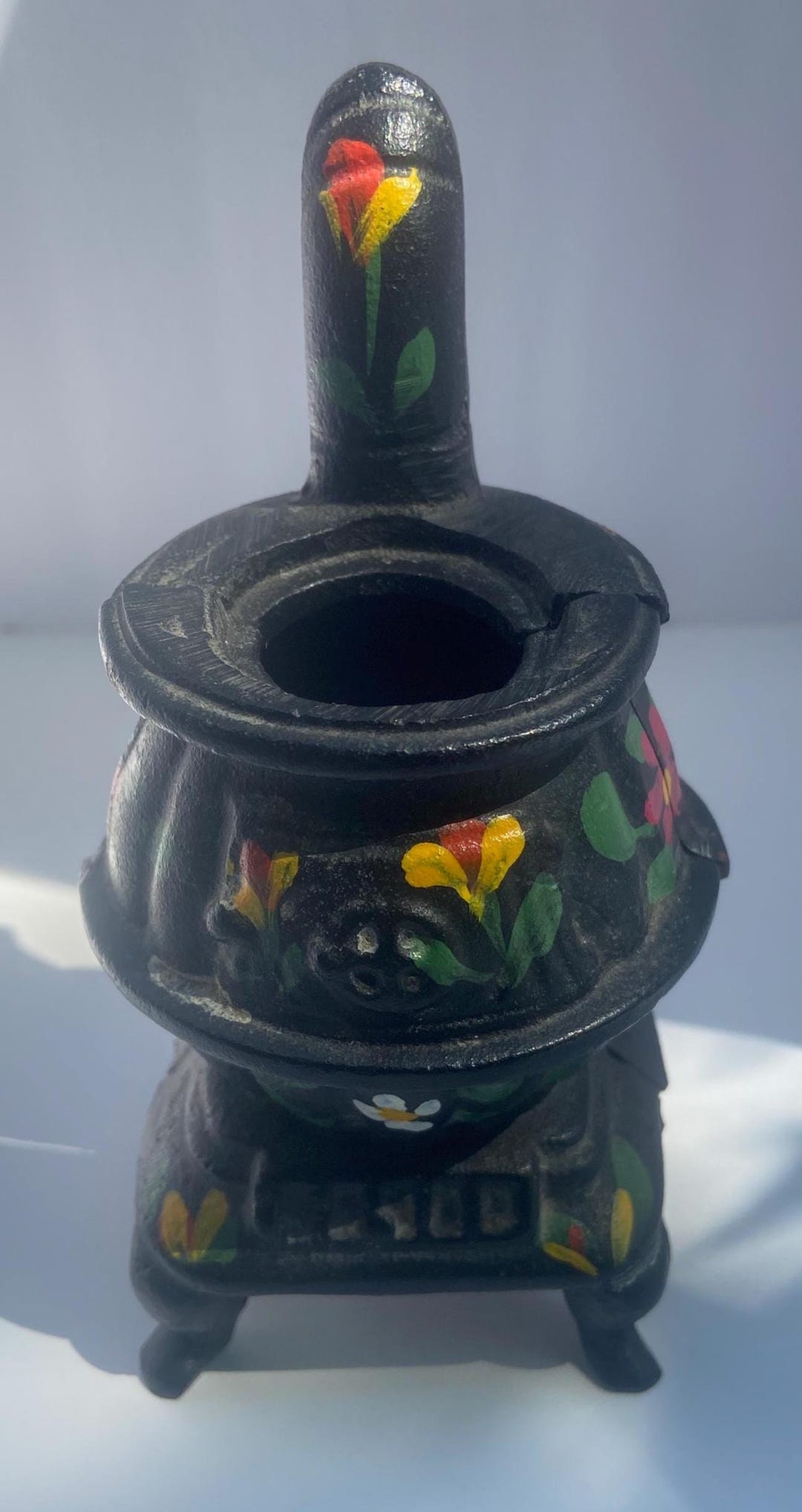 Vintage Miniature Cast Iron Pot Belly Stove Hand-painted Design 5inches ...