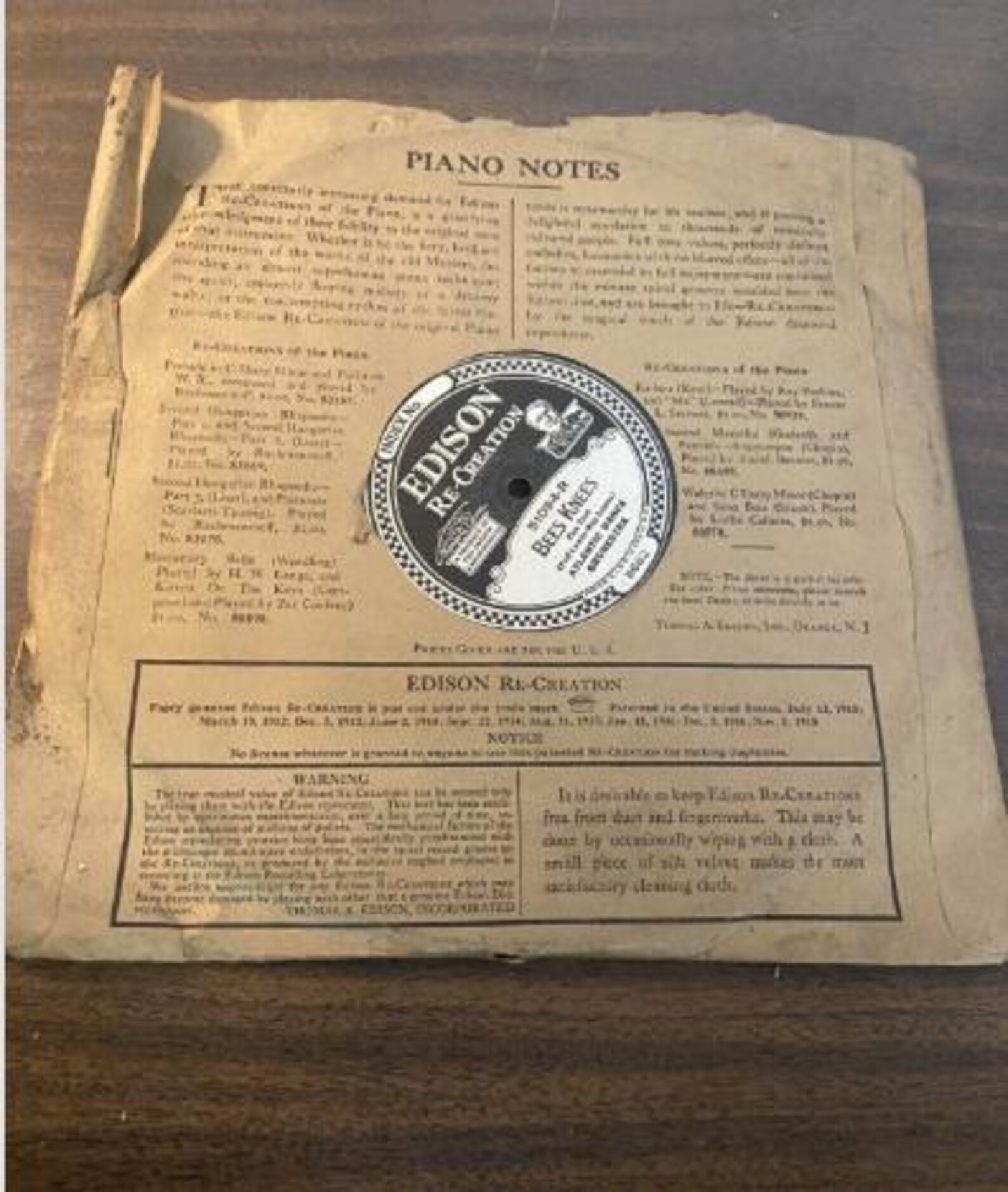 Edison Recreation Disc Vinyl Record 51094 ORIGINAL SLEEVE 1923 - Etsy