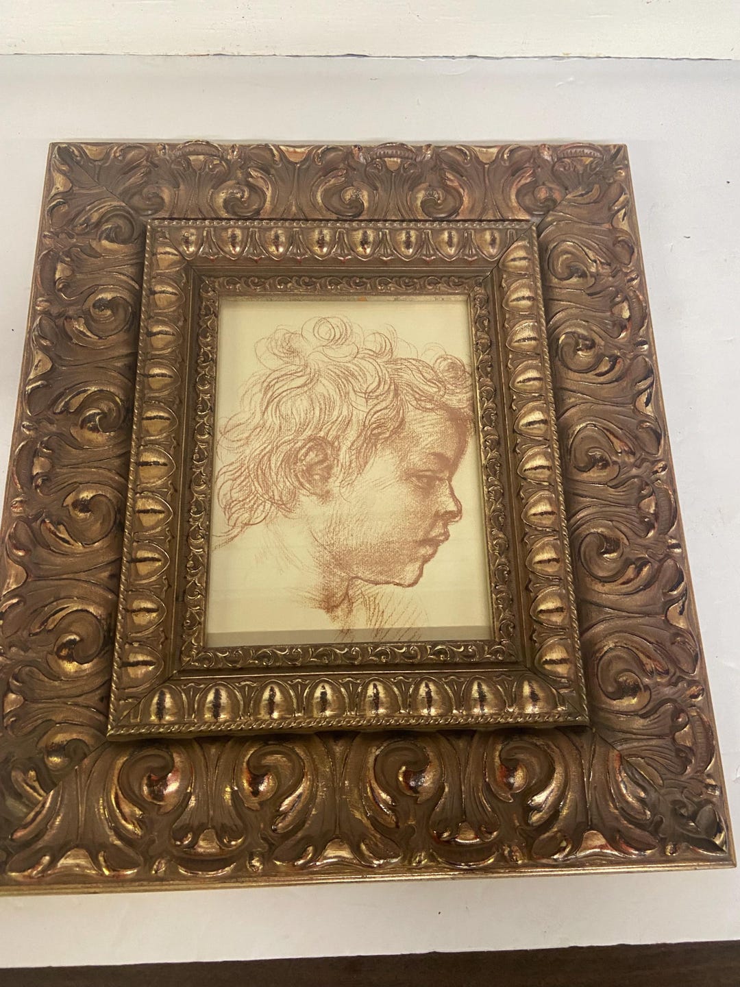Sketched Child by Andrea Del Sarto in Ornate Frame L13.5xh15.5" - Etsy
