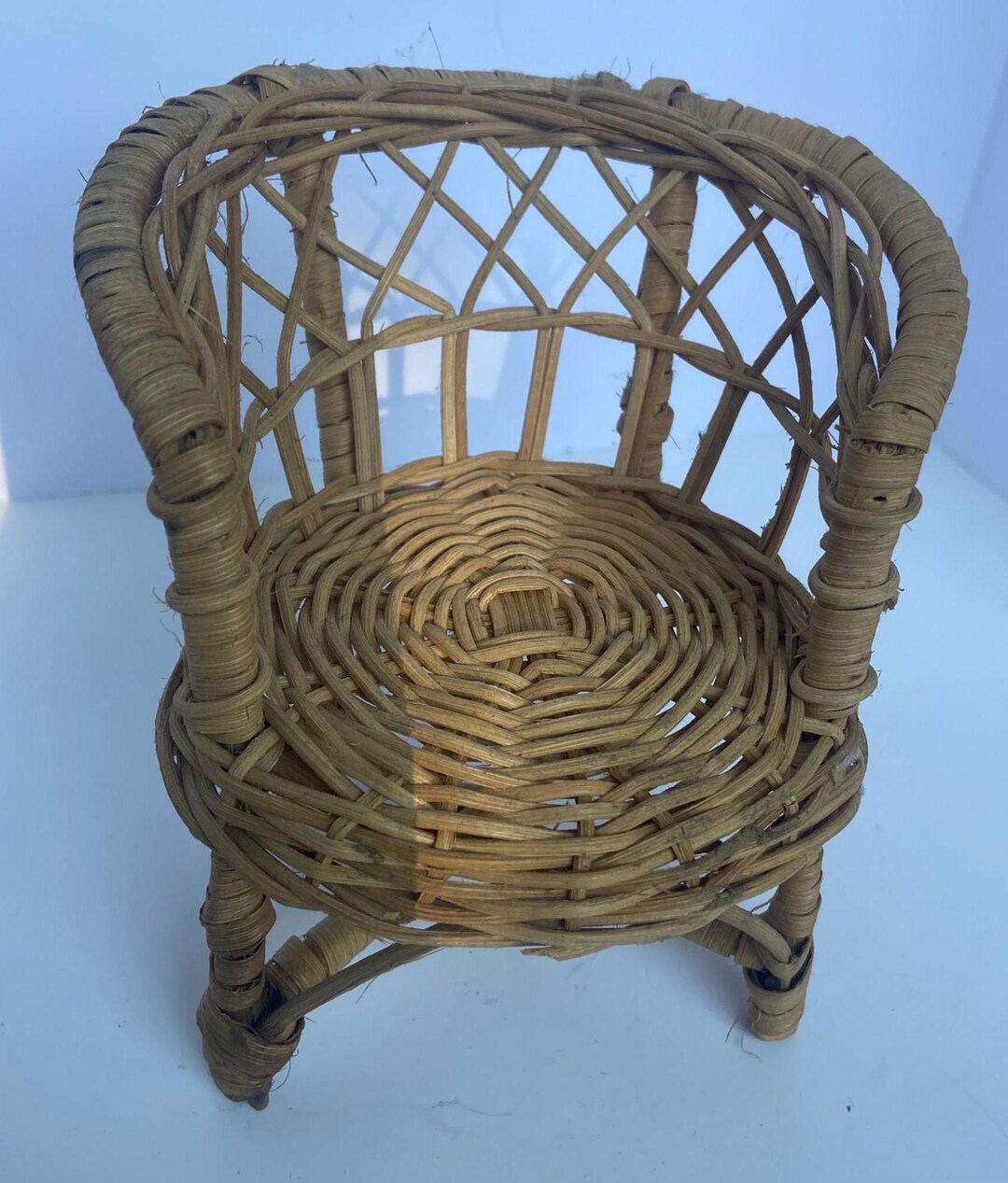 Vintage Miniature Wicker Doll Chair - Dollhouse Furniture - Miniature ...