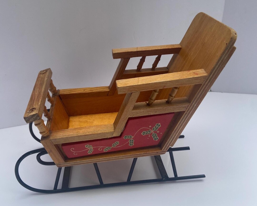 Vintage Miniature Wooden Doll Sled - Christmas Decoration - Miniature ...