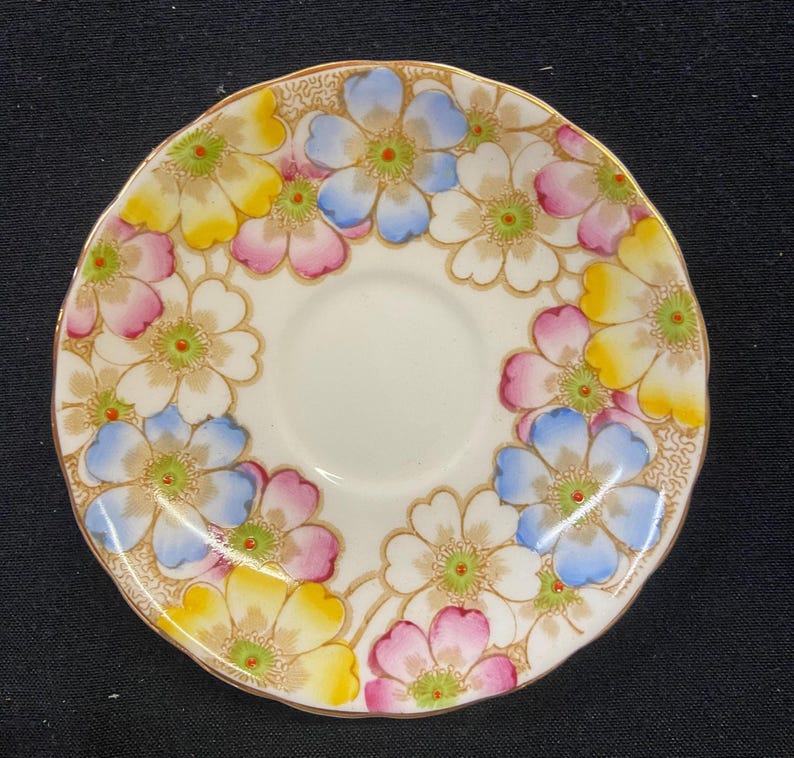 Victoria Bone China England Annette 3PC Tea Cup & Saucer Trio ...