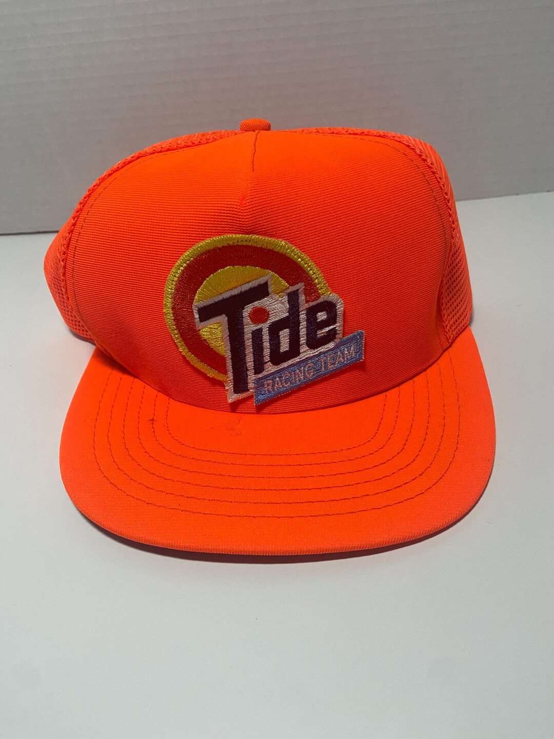 Vintage Tide Racing Hat 90s NASCAR Snapback Trucker Cap Neon Orange ...