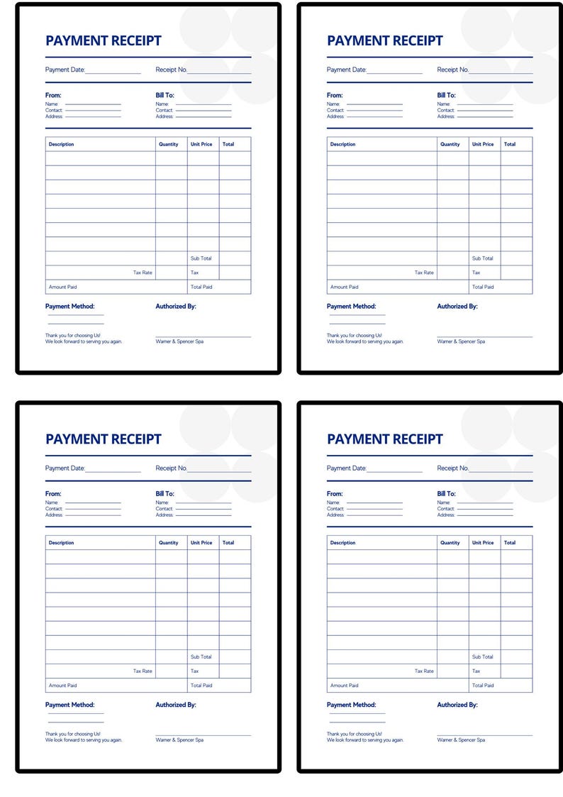 Canva Editable Receipt Template for Small Business, Printable Digital ...
