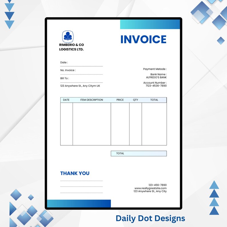 Editable Invoice Form, Printable Invoice, Excel, Sheets and PDF, Small ...