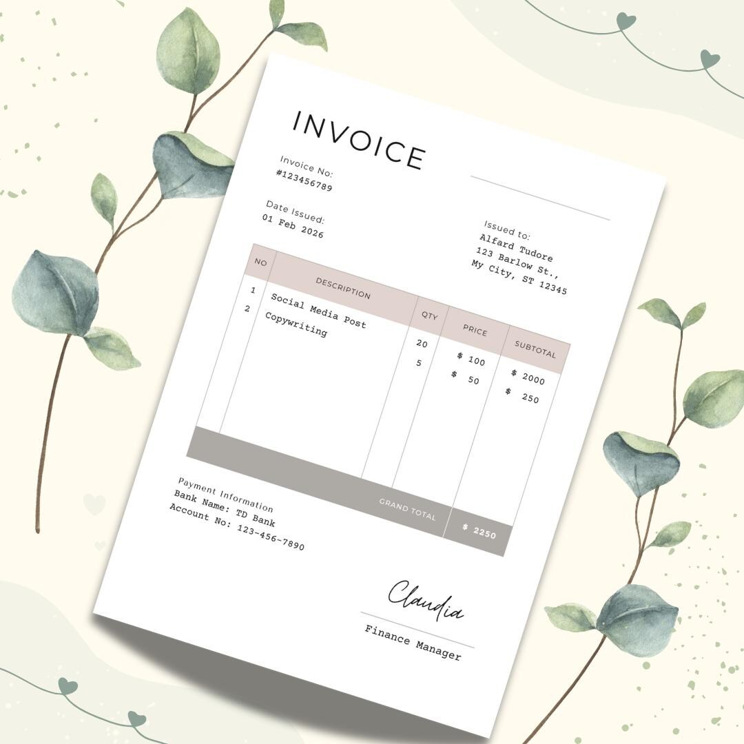 Editable Excel Invoice Template | Custom Invoice Form | Services ...