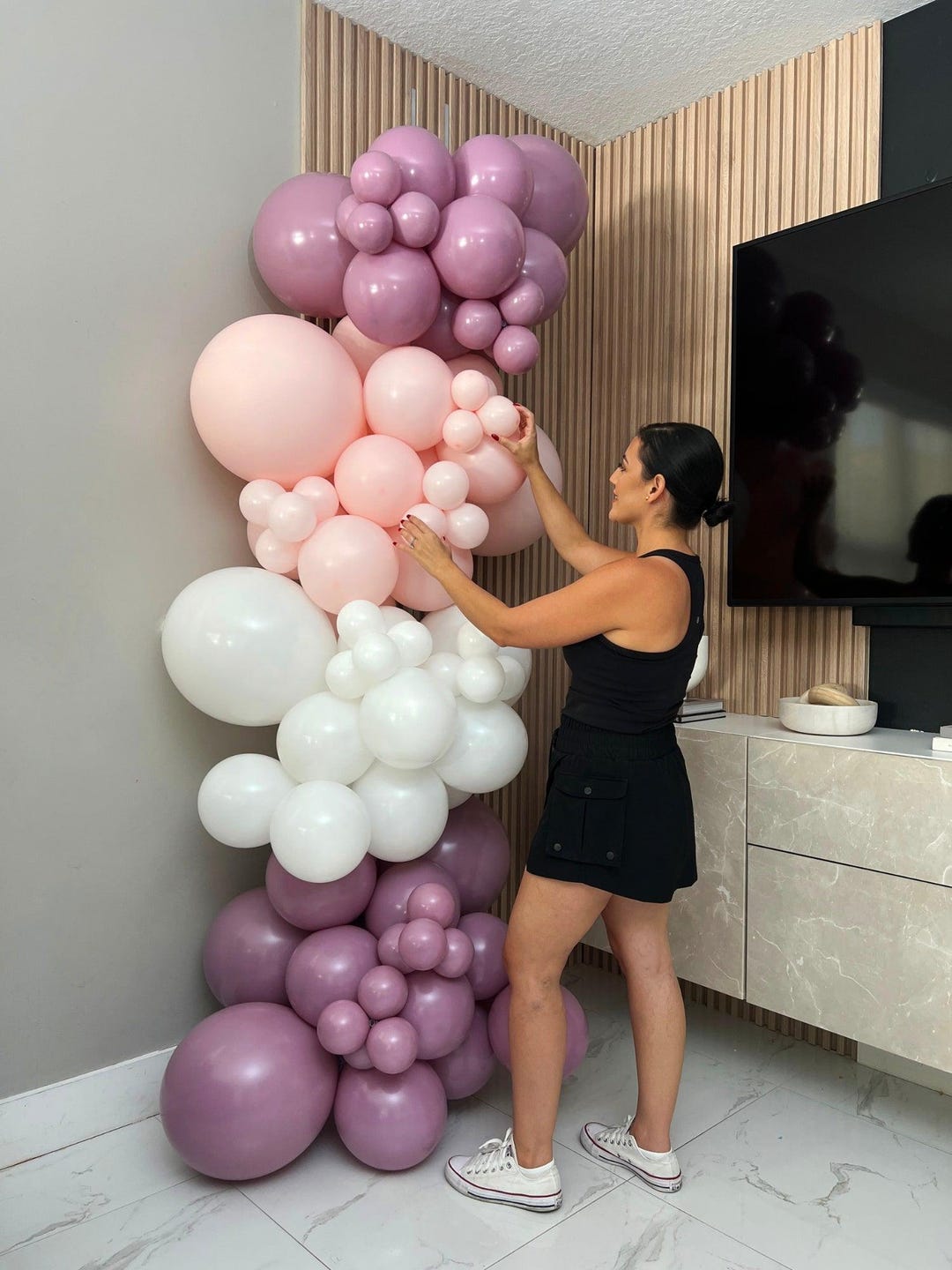 POP UP Balloon Garland Kit - Pastel Pink & Purple Rose, Balloon Arch ...