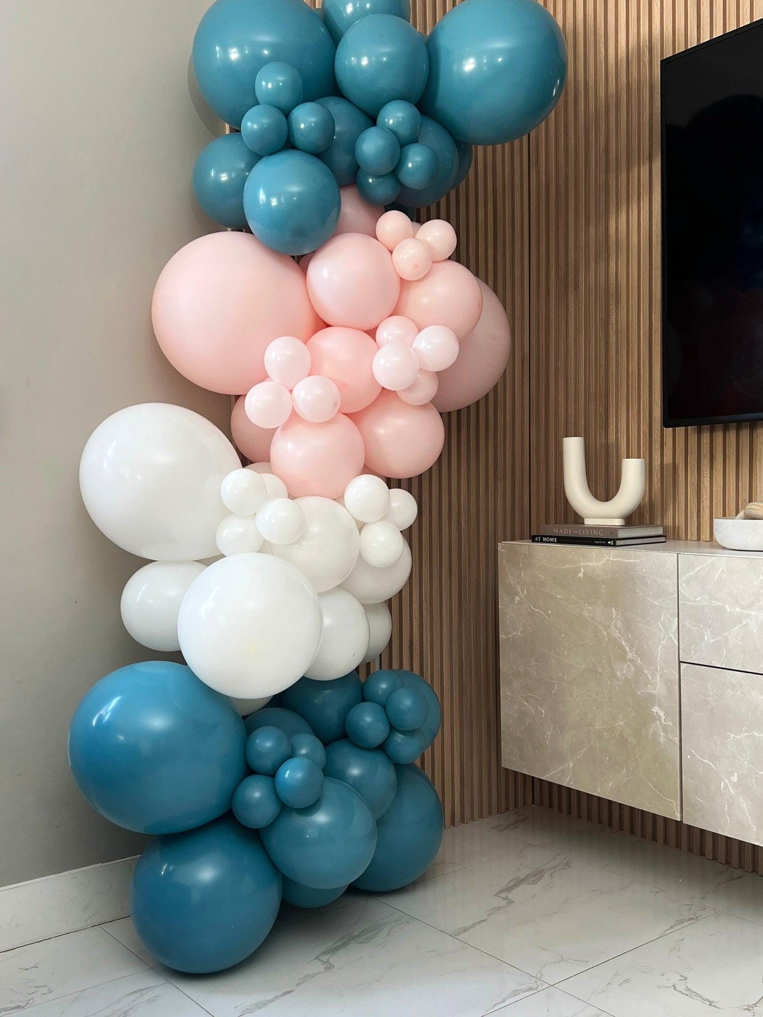 POP UP Balloon Garland Kit - Pastel Pink & Deep Blue Sea, Balloon Arch ...
