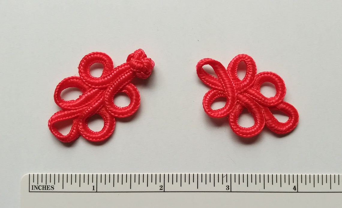 Six Pairs Red Loop Braid Chinese Frogs Fasteners Closure | Etsy