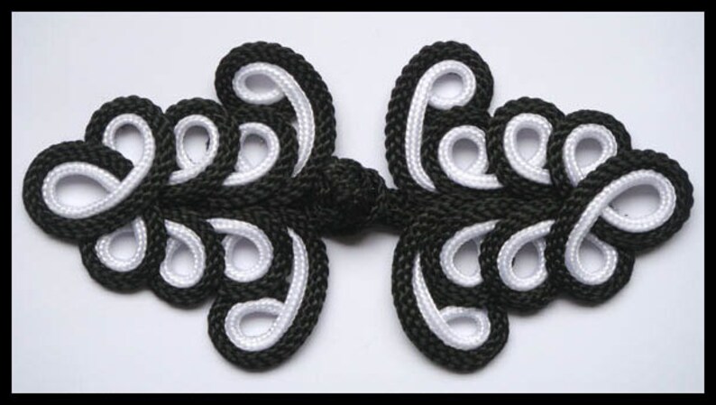 Two Large Black White Chinese Frogs Macrame Fasteners Closure - Etsy