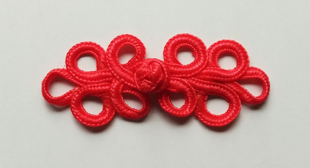 Six Pairs Red Loop Braid Chinese Frogs Fasteners Closure Buttons Zen ...