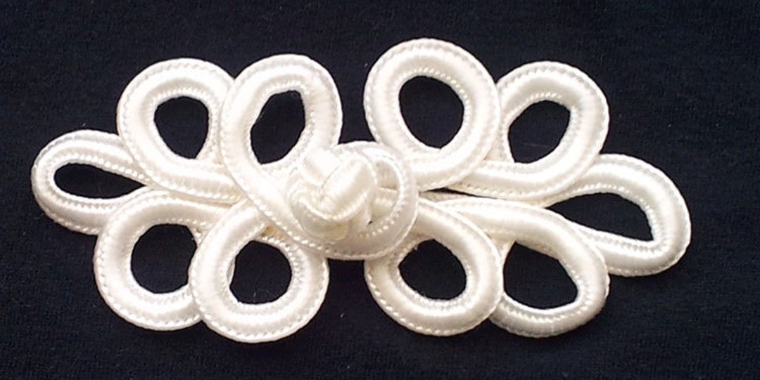 Six Pairs White Loopy Chinese Frogs Fasteners Closure Buttons 3.5 ...