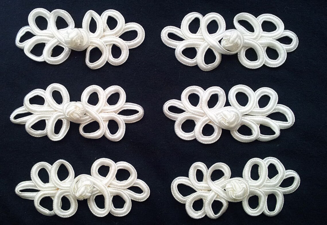 Six Pairs White Loopy Chinese Frogs Fasteners Closure Buttons | Etsy