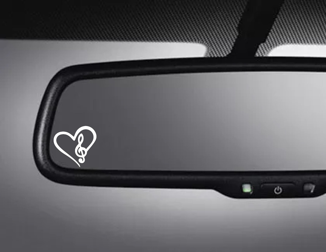 Small G Clef Heart Rearview Mirror Decal, Car Decal, Laptop Decal ...