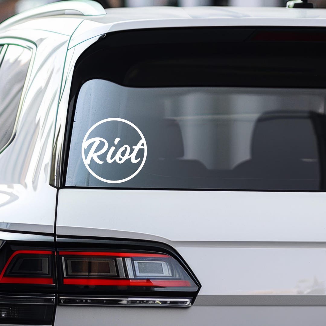 Riot Vinyl Decal – Bold Circle Script Sticker for Windows, Laptops, or ...
