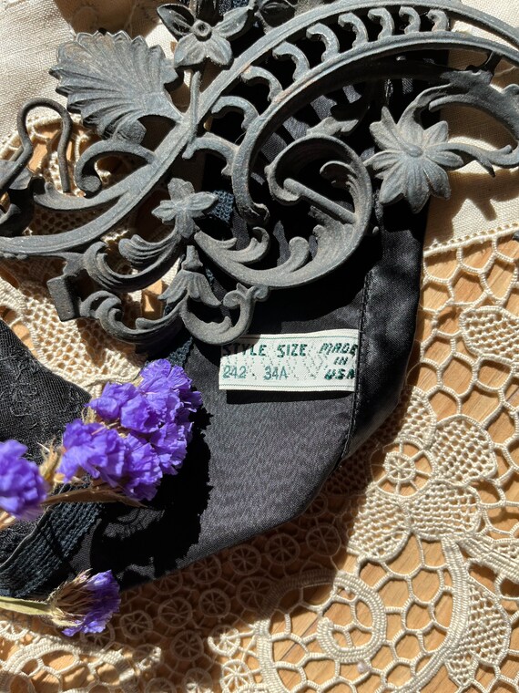 Authentic 1950’s Vintage Black Satin Bullet Bra - Fle… - Gem