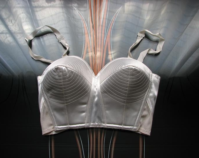 1950s Deadstock White Satin Torpedo Bullet Bra Circle Stitch Classic ...