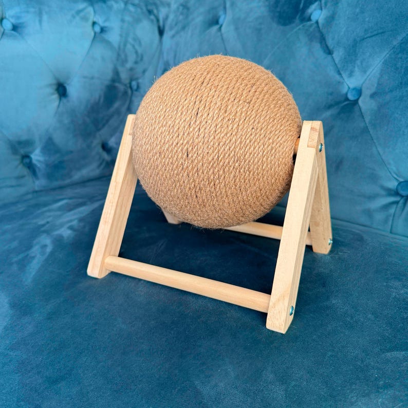 Cat Scratching Ball & Wood Stand / Cat Scratcher / Scratching Ball ...