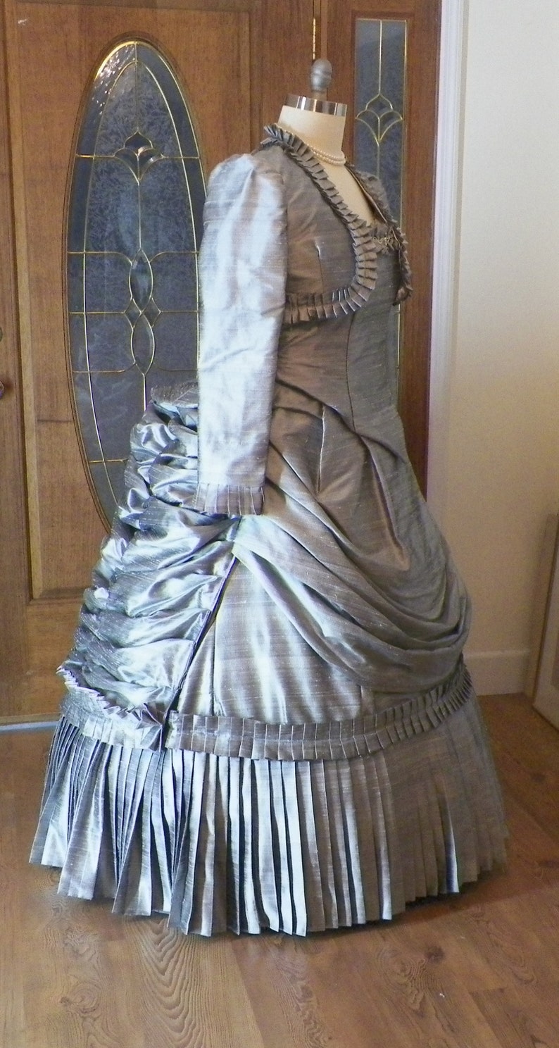 Silver Silk Victorian Bustle Dress: Custom Steampunk Gown - Etsy