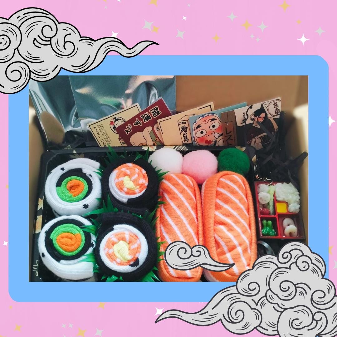 Japanese-inspired Gift Box – Sushi Socks, Japanese Stickers, Sanrio ...