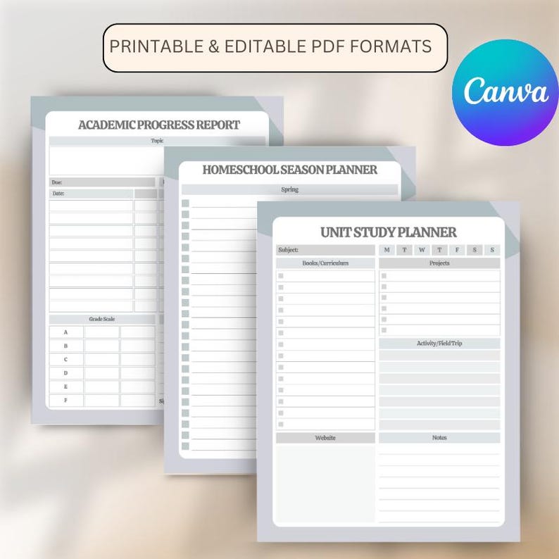 Printable Homeschool Planner | Undated Editable in Canva Instant ...