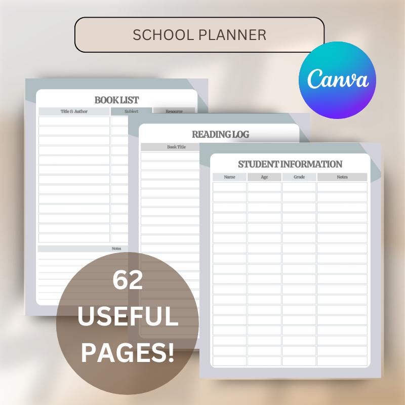 Printable Homeschool Planner | Undated Editable in Canva Instant ...