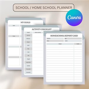 Printable Homeschool Planner | Undated Editable in Canva Instant ...