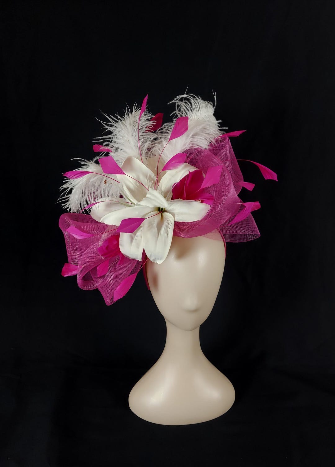 Fuschia Pink White Lilly Fascinator Kentucky Derby - Etsy