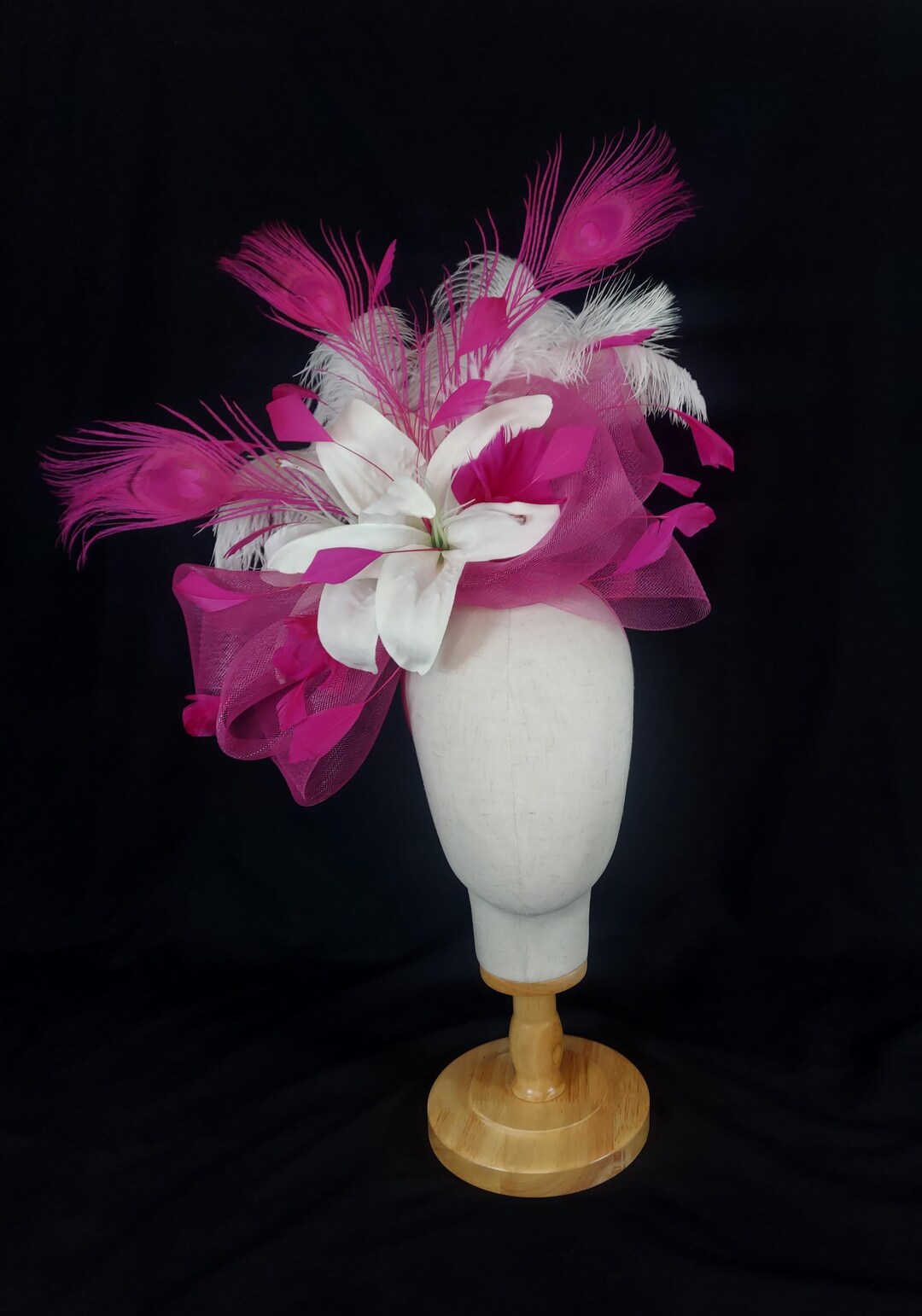 Fuschia Pink White Lilly Fascinator Kentucky Derby - Etsy