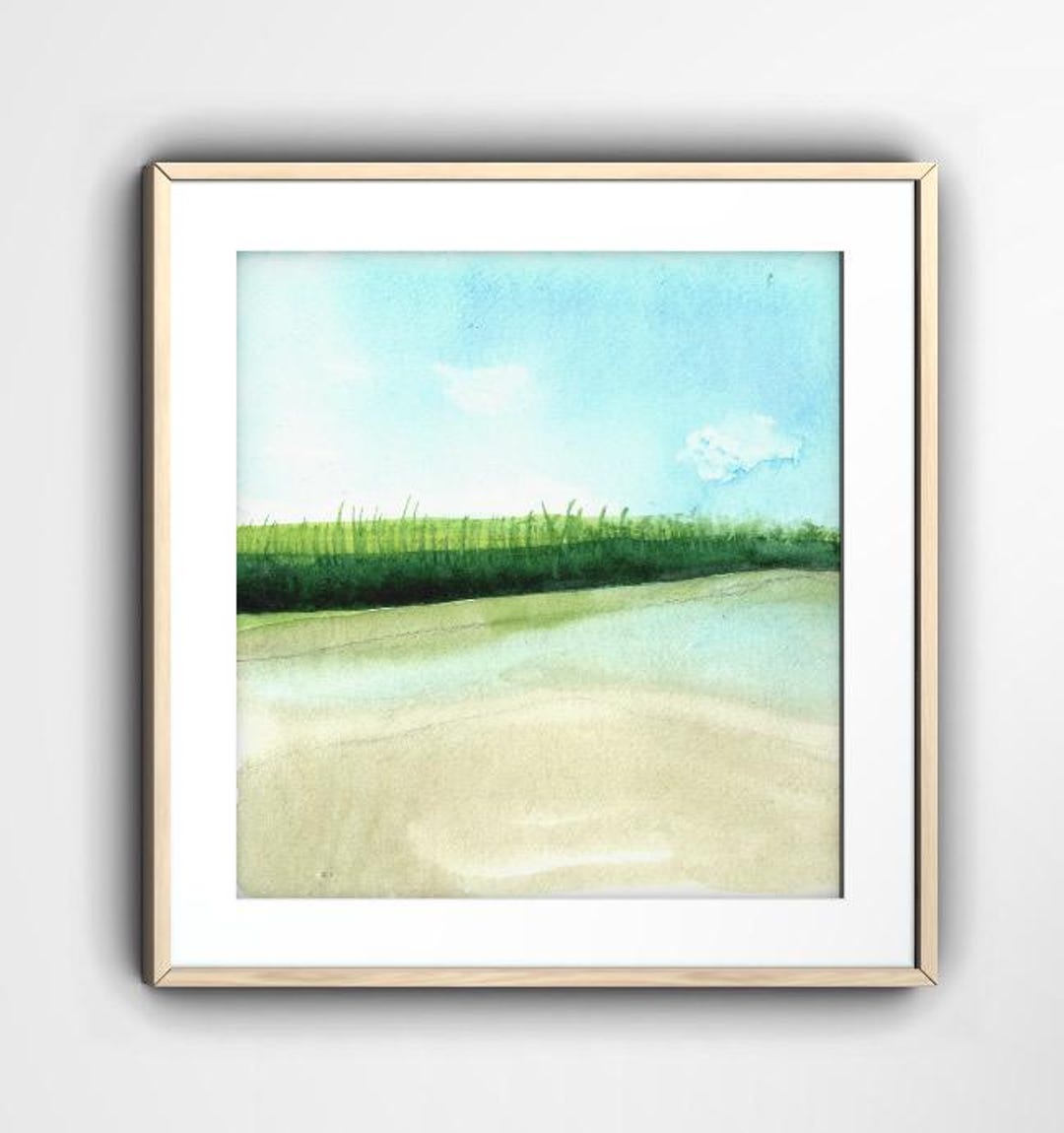 Coastal Wall Art, Marsh Watercolor, Living Room Wall Decor, Coastal ...