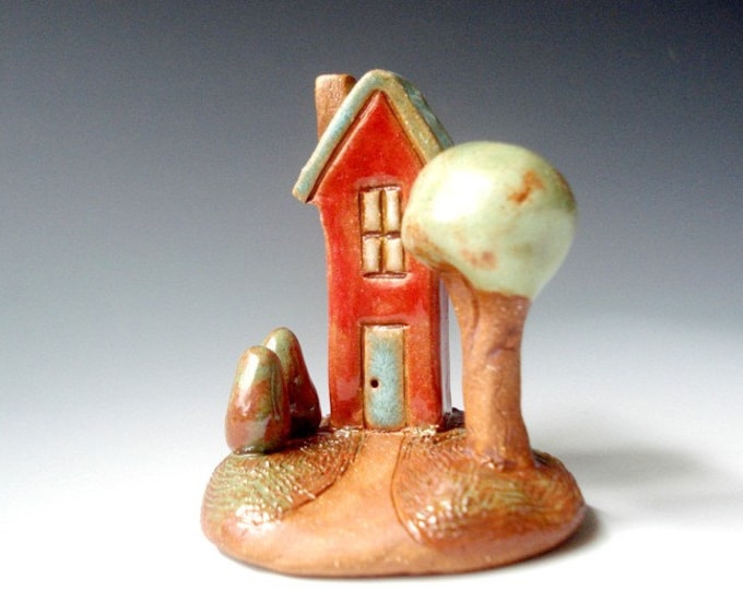 Tiny Clay House and Tree Sculpture - Etsy