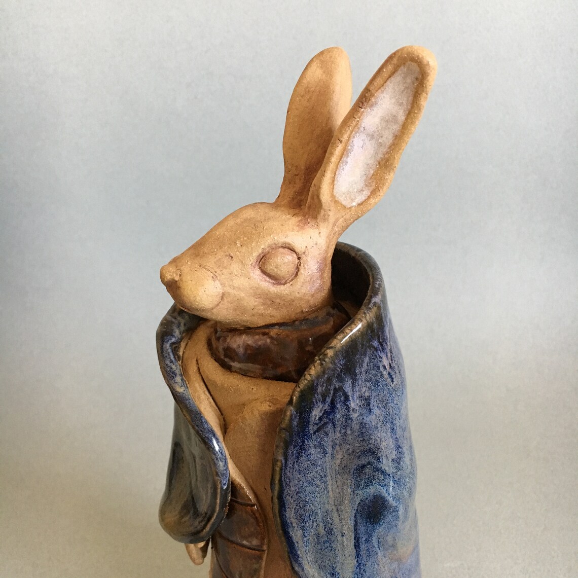 Rabbit Sculpture-handmade Art-wild Hare-rabbit Totem-original Art-clay ...