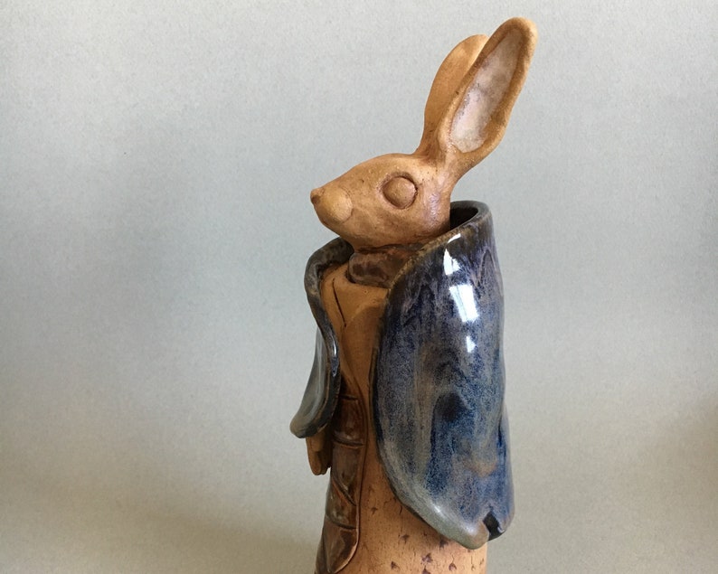 Rabbit Sculpture-handmade Art-wild Hare-rabbit Totem-original Art-clay ...