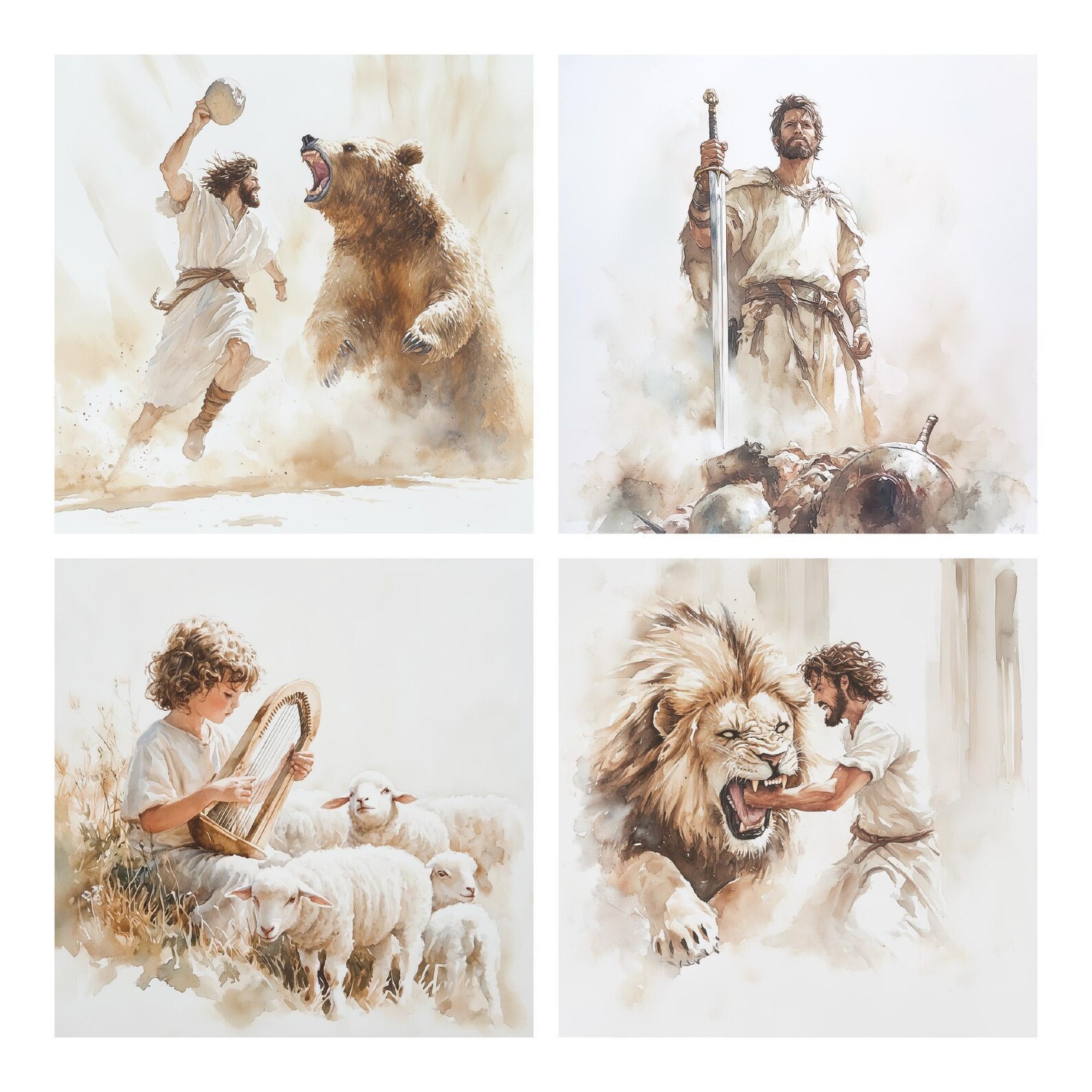 50+JPG Warrior David Biblical Clipart, David and Goliath, Religious ...