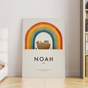 Scandinavian Noah’s Ark Poster, Minimalist Bible Nursery Wall Art With ...