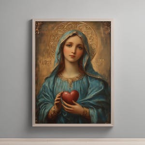 Catholic Virgin Mary Poster, Religious Wall Art Print, Christian Home ...