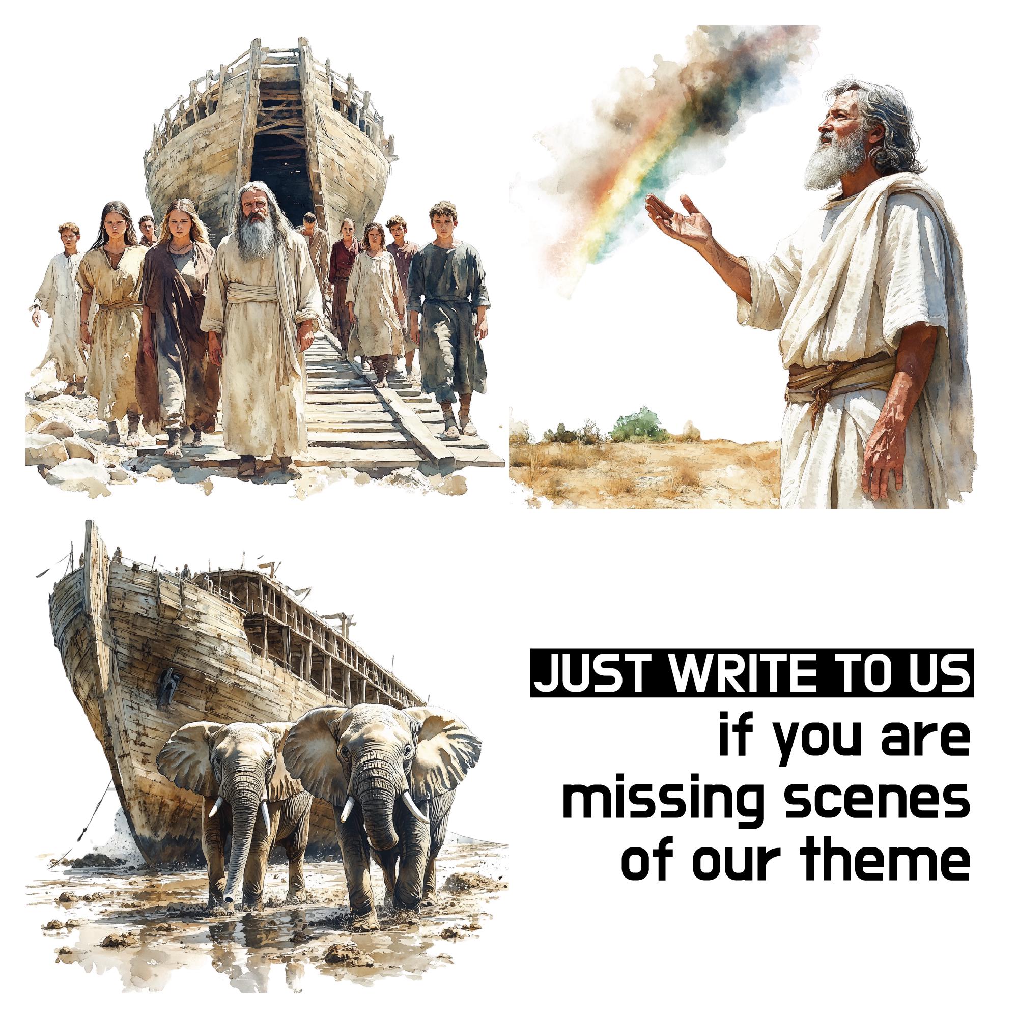 Noah’s Ark Bible Story Clipart, 95PNG Digital Download, Christian ...