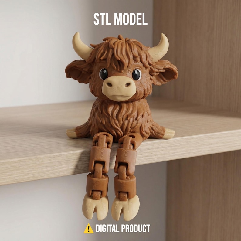 Highland Cow With Flexible Legs STL File, Articulated Scottish Cow 3D ...