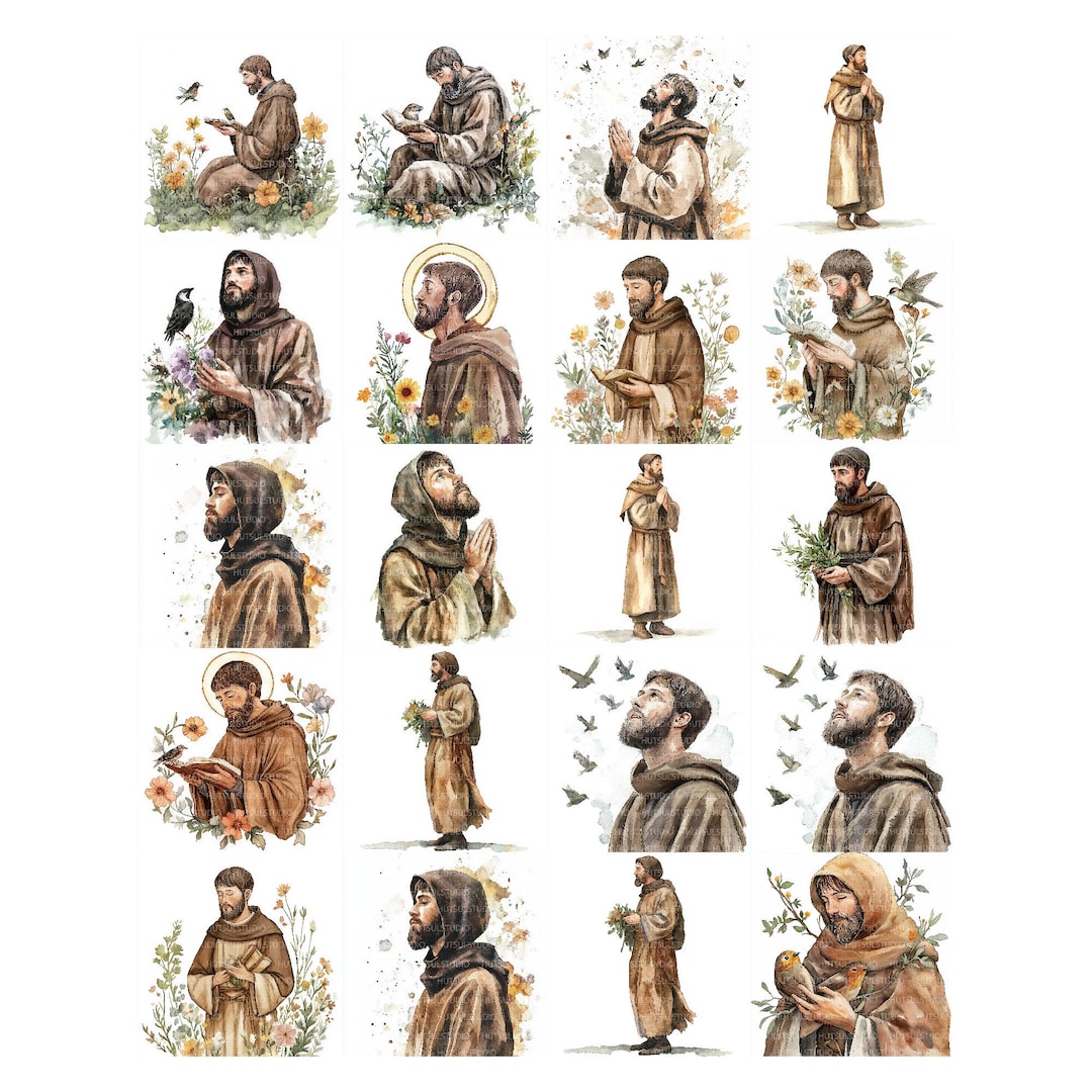 20PNG Watercolor Saint Francis of Assisi Clip Art, Religious ...