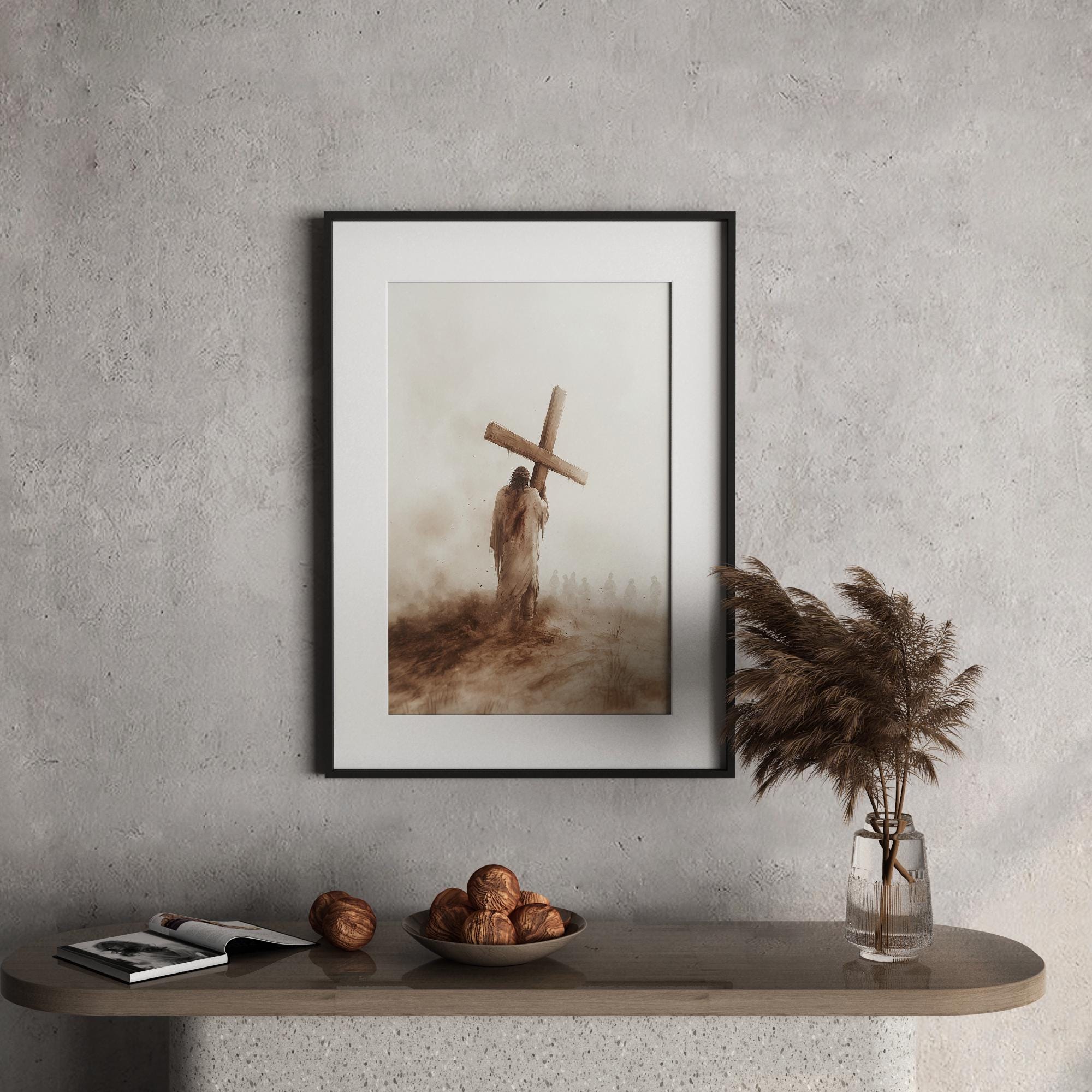 Biblical Crucifixion Scene, Jesus Christ on the Cross Art, Christian ...
