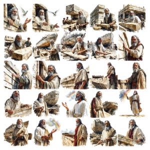 Noah’s Ark Bible Story Clipart, 95PNG Digital Download, Christian ...